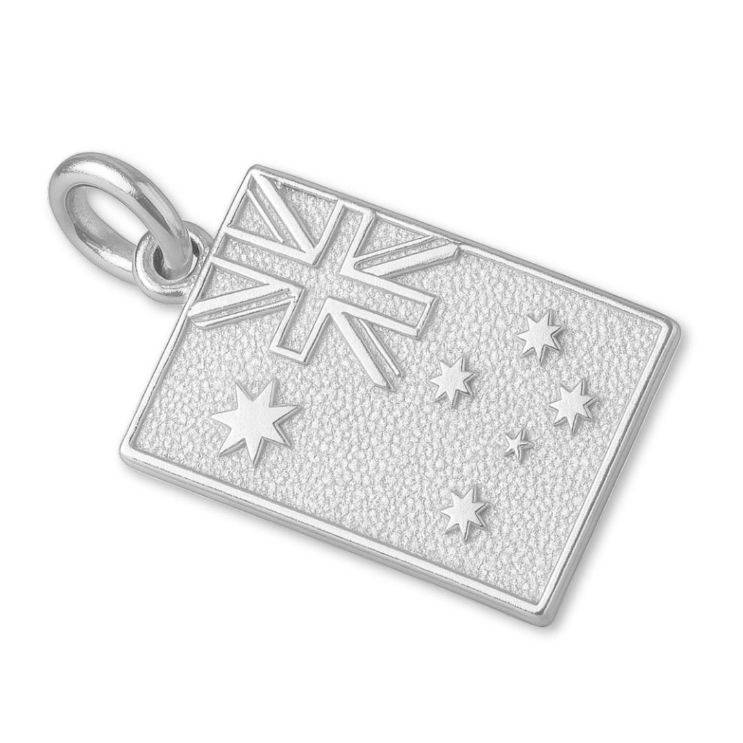 Solid 940 Argentium Silver Australian Flag Charm - Travel and Adventure ...