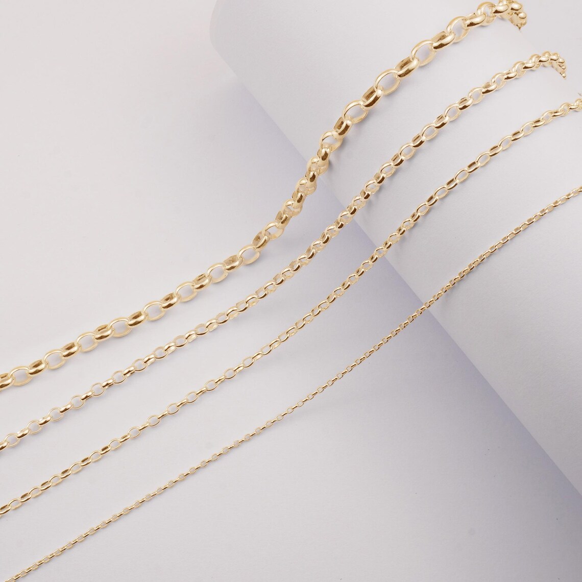 9k Solid Gold Oval Belcher Chain Roll - 375 Yellow Gold Loose Chain ...
