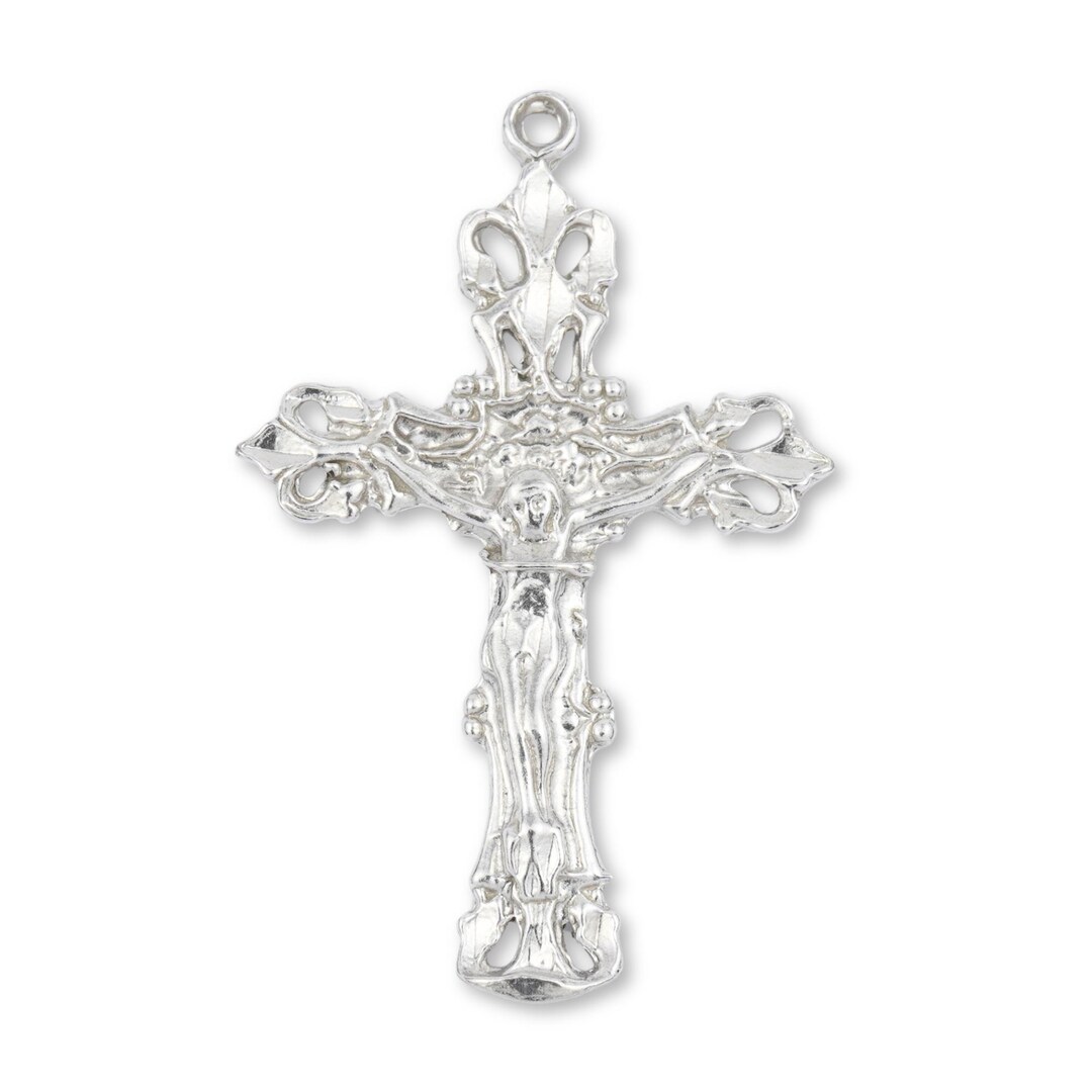 Solid 999 Pure Silver Regal Crucifix Charm - Religious Charms - 999 ...