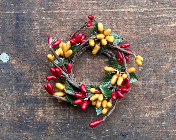 1 Inch Pip Berry Candle Rings (set of 4), Burgundy & Gold Taper Candle ...