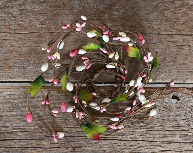 1.5 Inch Candle Ring, Pink & Ivory Mini Wreaths, Spring Floral Decor ...