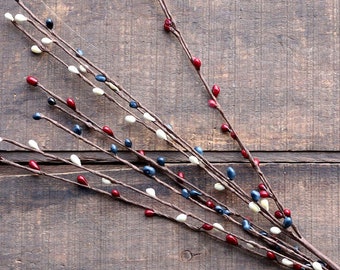 Patriotic Pip Berry Pick Americana Floral Decor Primitive Wreath Making ...