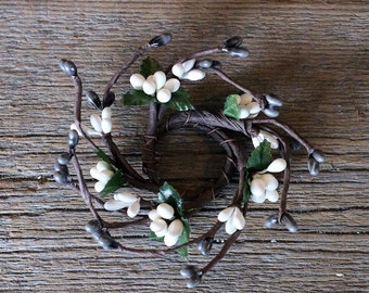 1 Inch Pip Berry Candle Rings set of 4 Yellow & Ivory Taper - Etsy