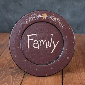 Family Wood Plate With Star, Primitive Hand Painted Decor, Custom ...
