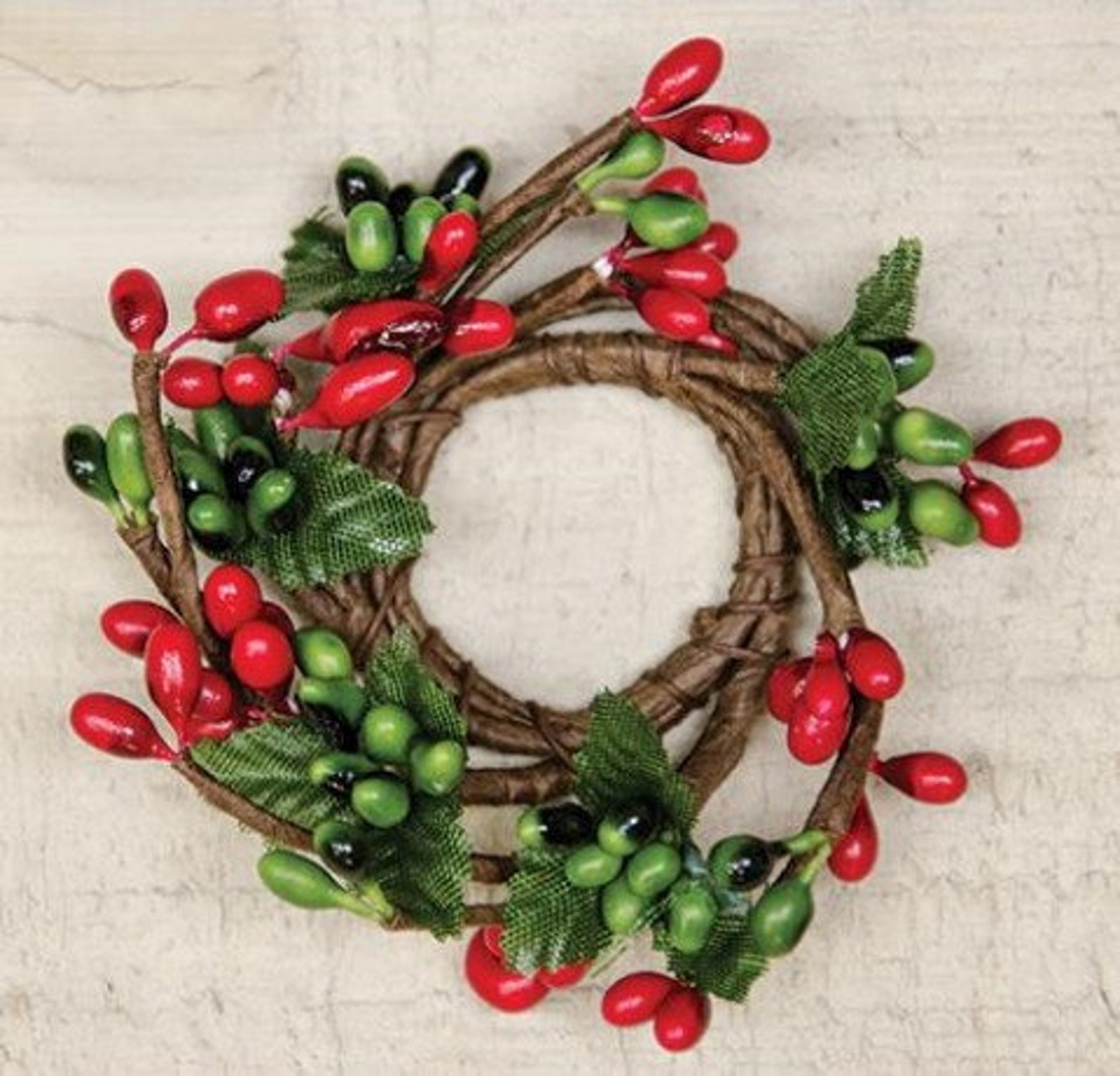 1 inch Pip Berry Candle Rings Set of 4 Red & Green Taper | Etsy