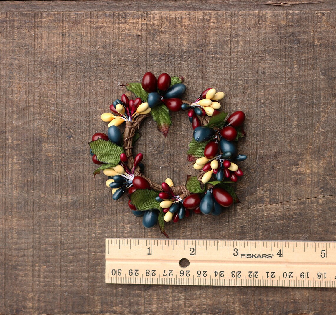 1.5 Inch Candle Rings set of 2 Burgundy Navy & Cream Mini - Etsy