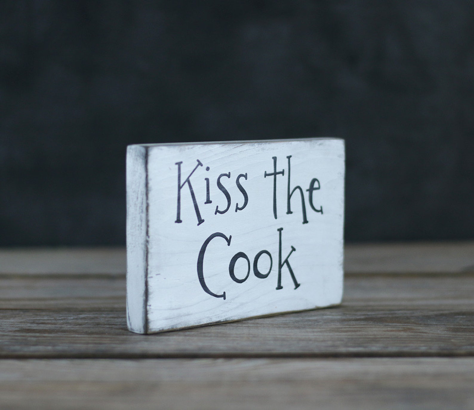 Kiss the Cook Sign Custom Wood Sign Primitive Kitchen Wall - Etsy