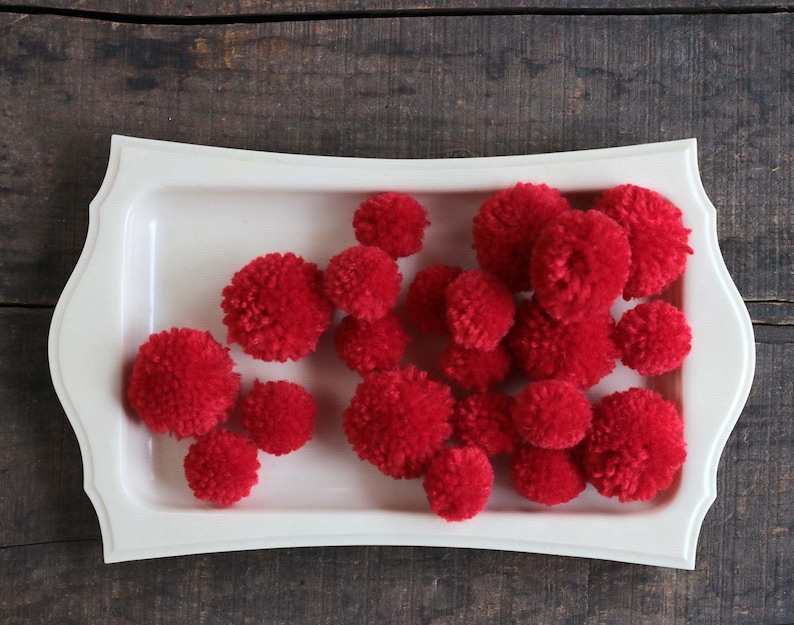 Red Yarn Pom Poms Supplies for DIY Projects or Kids Crafts | Etsy