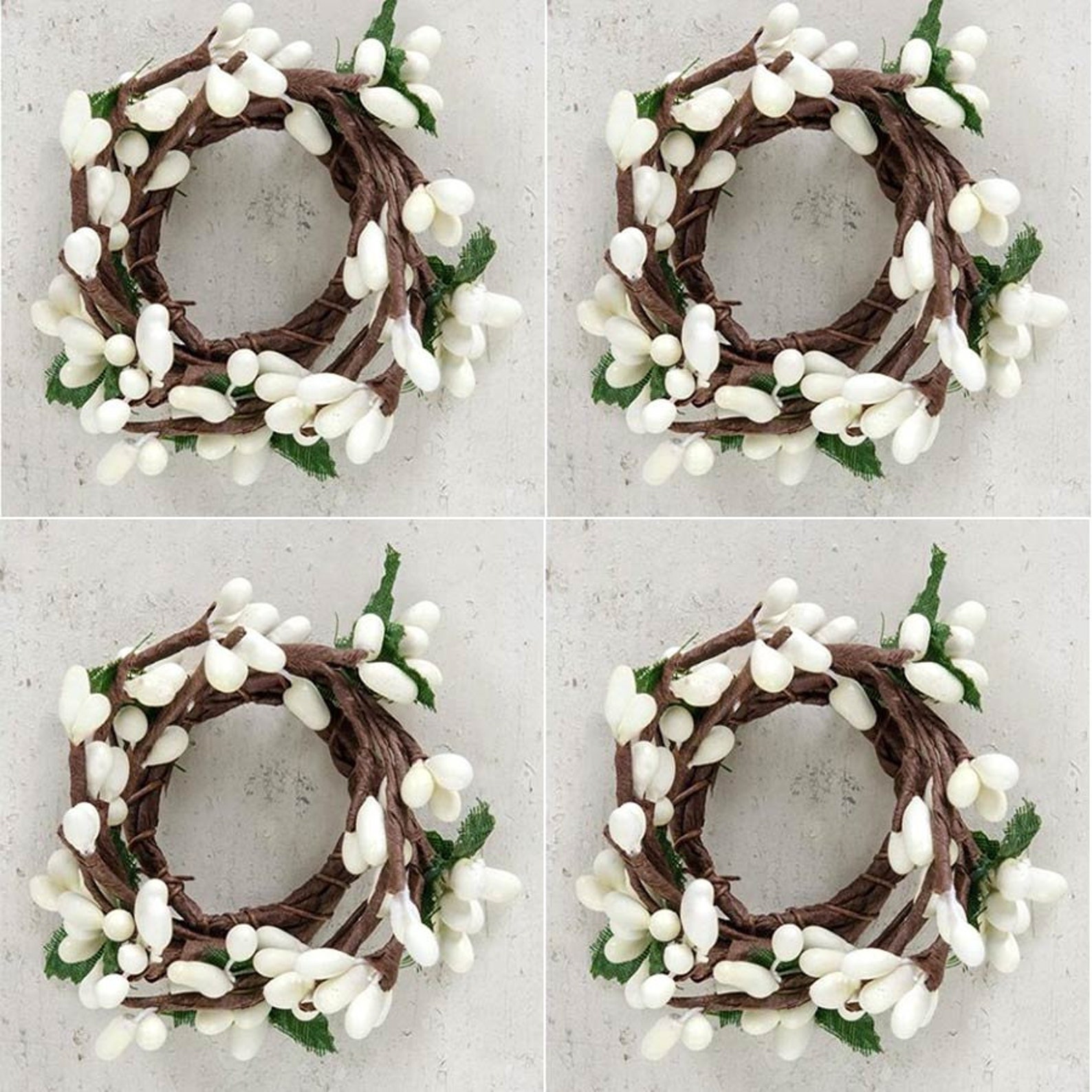 1 inch Pip Berry Candle Rings Set of 4 Ivory Taper Candle | Etsy