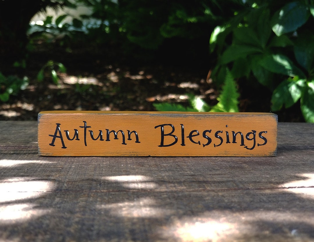 Fall Shelf Sitter, Autumn Blessings Sign, Primitive Fall Decor, Custom ...