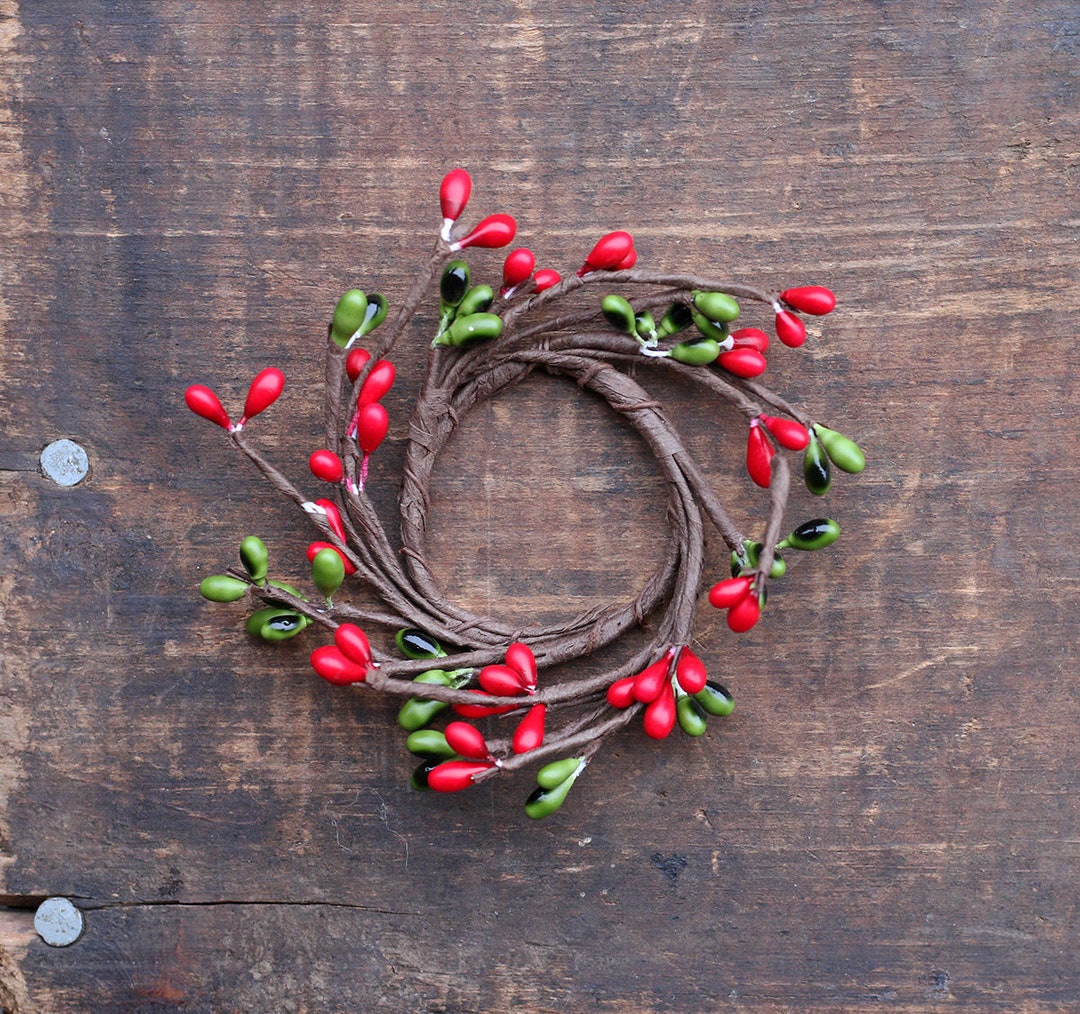 Christmas Pip Berry Mini Candle Rings set of 2, Red & Green 1.5 Inch ...