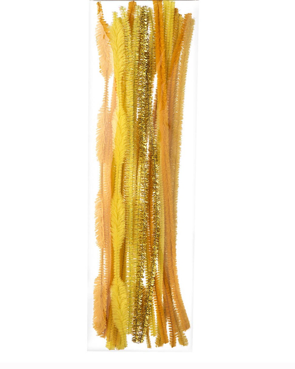 Yellow Chenille Craft Stems, Assorted Yellow Pipe Cleaners 20 Pieces ...