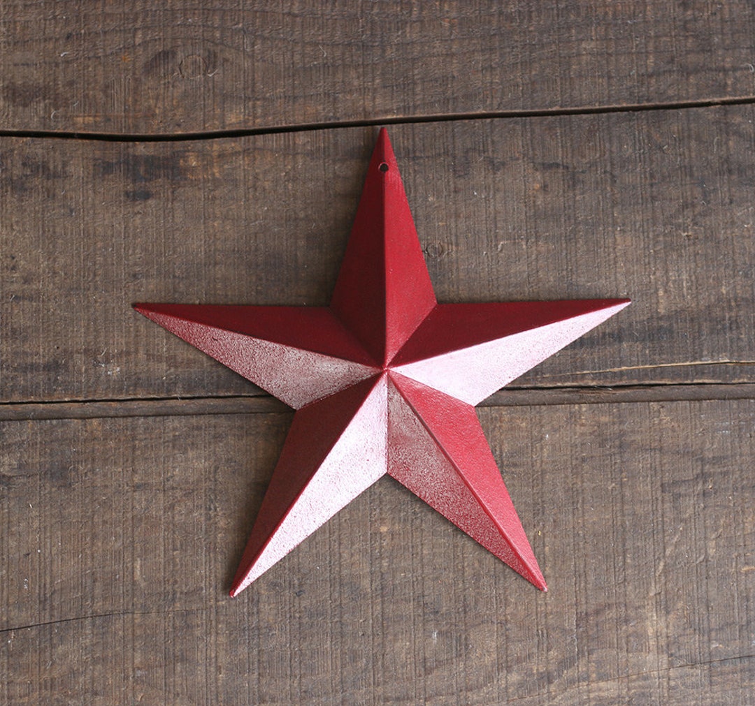 Red Barn Star, 5 or 8 Inch Metal Wall Star, Custom Painted Star ...