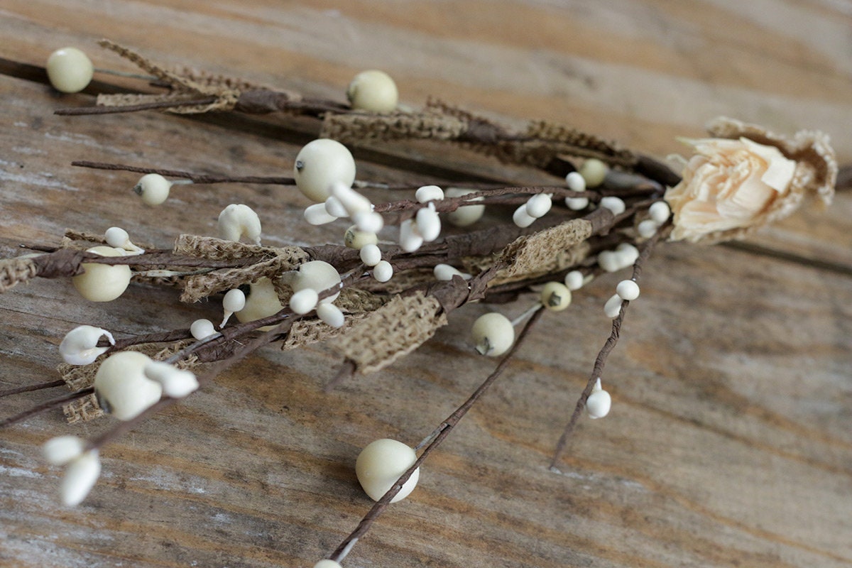 Ivory Pip Berry Picks set of 2 18 Inch Pip Berry Floral - Etsy