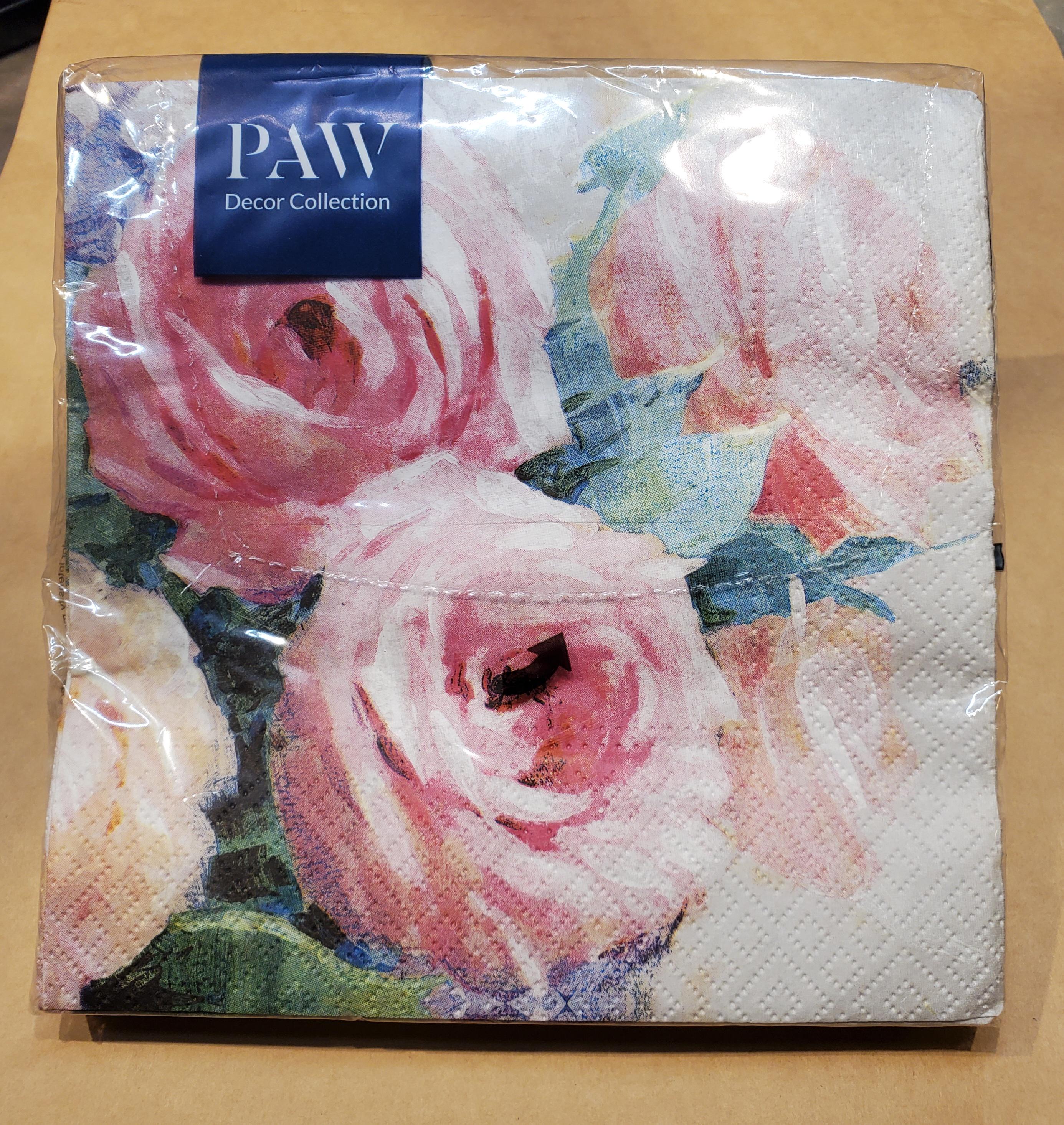 Pink Roses Paper Lunch Napkins, Floral Party Decor or Decoupage Craft ...