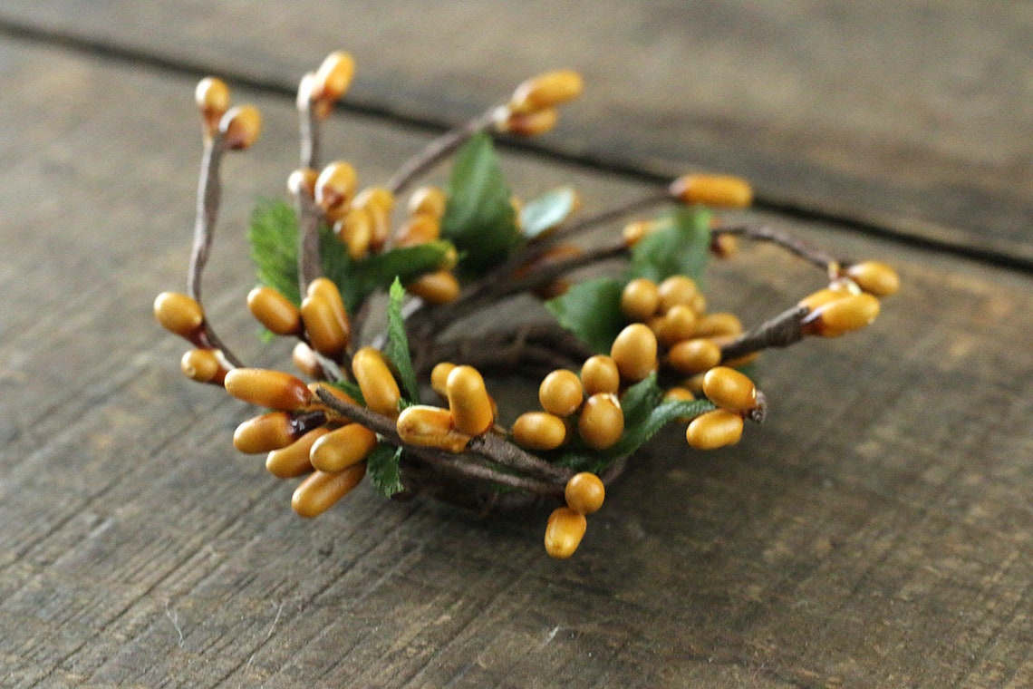 1 Inch Pip Berry Candle Rings set of 4 Mustard Taper Candle | Etsy