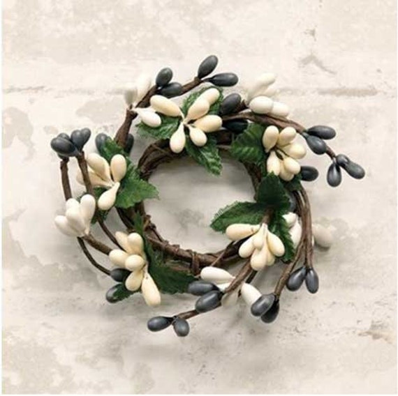 1 Inch Pip Berry Candle Rings set of 4 Gray White & Ivory - Etsy