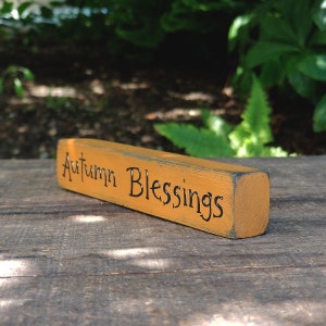 Fall Shelf Sitter, Autumn Blessings Sign, Primitive Fall Decor, Custom ...