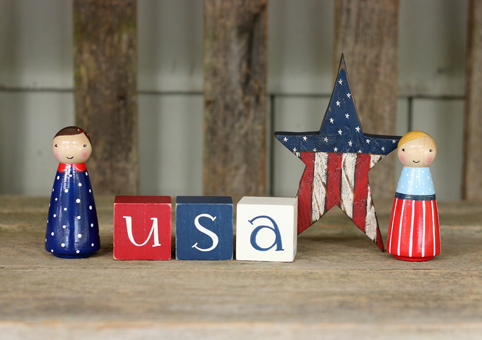 Patriotic Folk Art Star, Primitive Painted Star Sitter, Tiered Tray ...