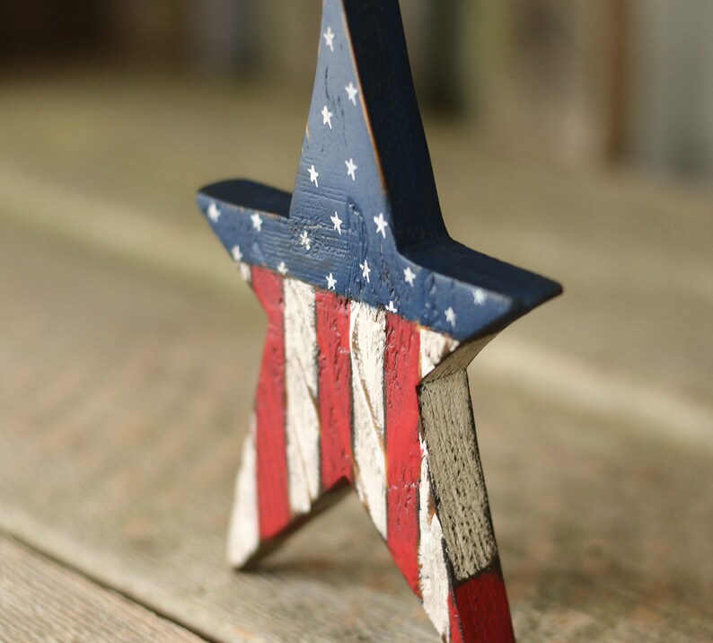Patriotic Folk Art Star, Primitive Painted Star Sitter, Tiered Tray ...