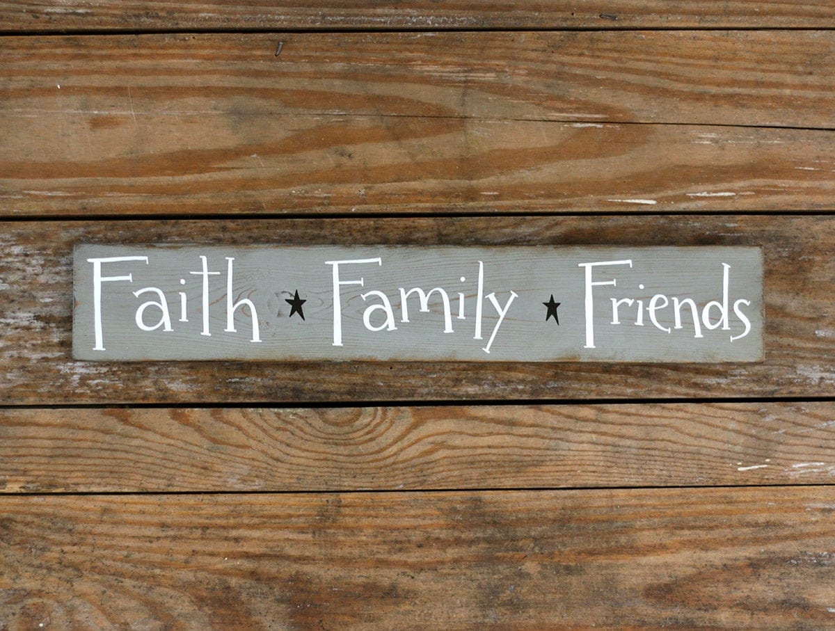 Faith Family Friends Sign with Stars Custom Wood Sign | Etsy