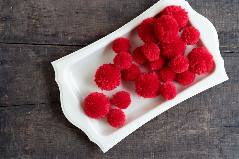 Red Yarn Pom Poms Supplies for DIY Projects or Kids Crafts | Etsy