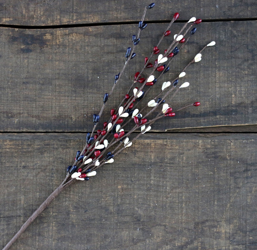 Patriotic Floral Picks (set of 3), Burgundy Navy & Ivory 12 Inch Pip ...