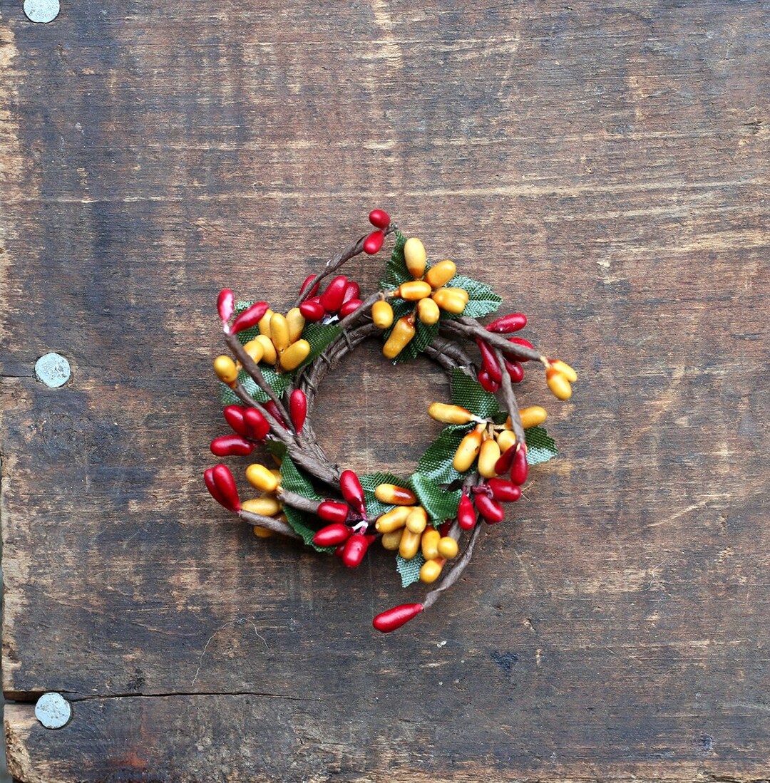 1 Inch Pip Berry Candle Rings (set of 4), Burgundy & Gold Taper Candle ...