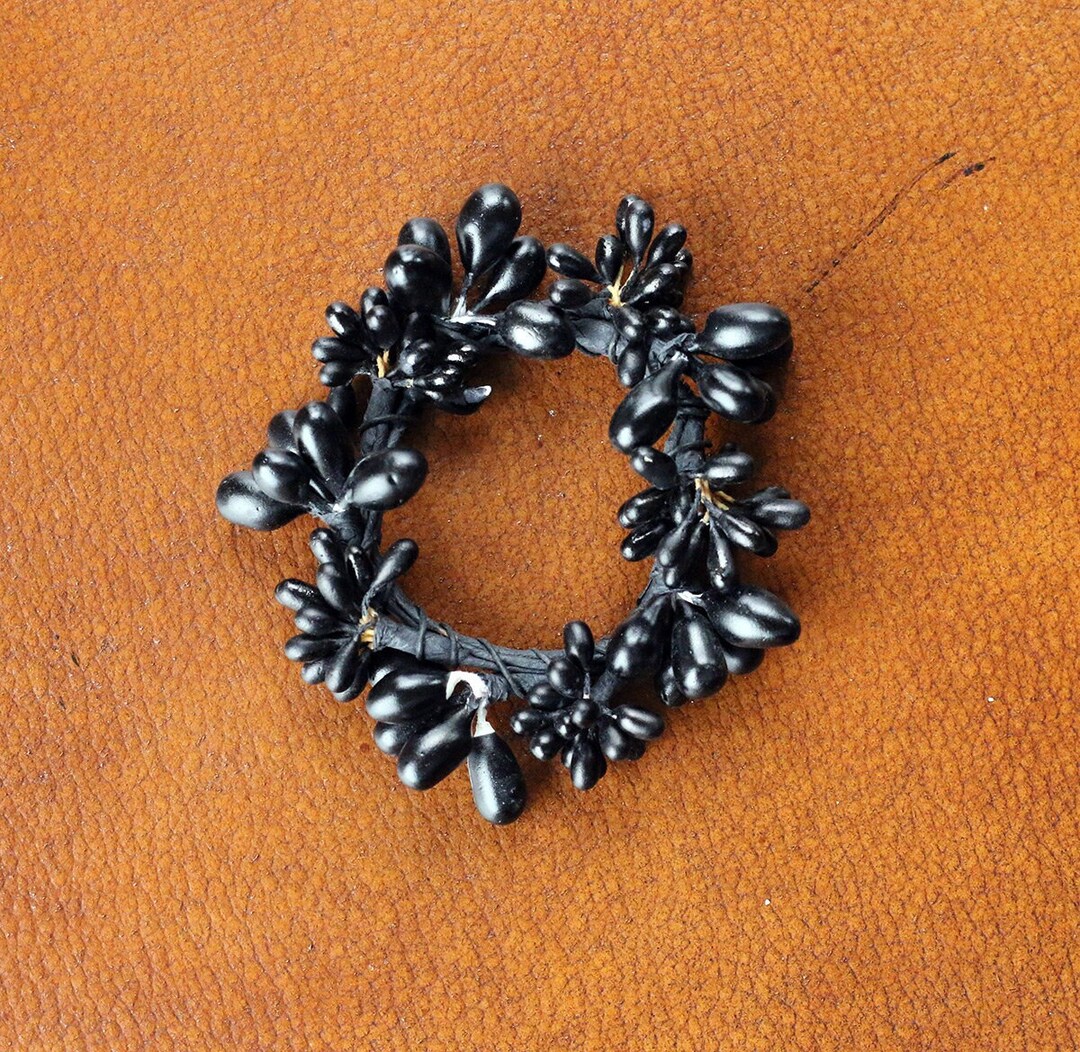1.5 Inch Candle Rings (set of 2), Black Mini Wreaths, Berry Napkin ...