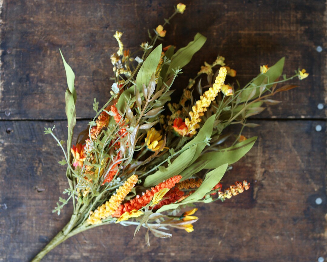 Fall Floral Bush, Autumn Sunrise 18 Inch Floral Spray, Fall Wedding ...