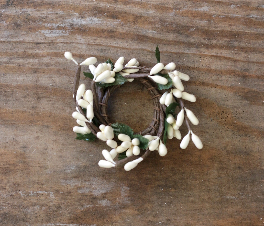 1 Inch Pip Berry Candle Rings (set of 4), Ivory Taper Candle Ring ...