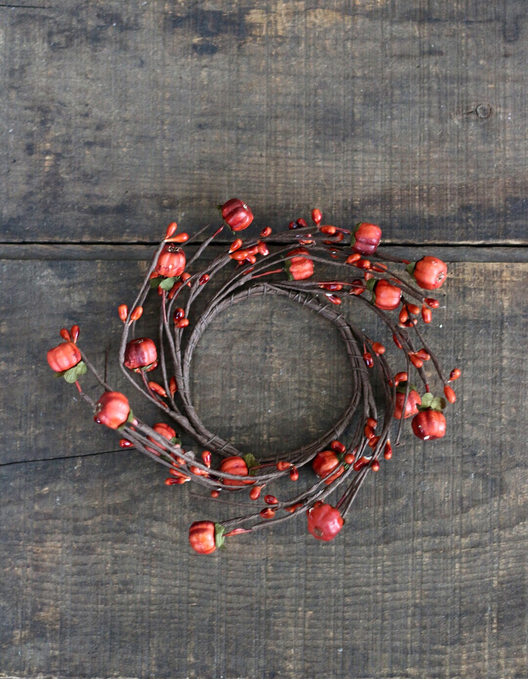 Fall Candle Ring, Pumpkin & Pip Berry 2 Inch Candle Ring, Primitive ...