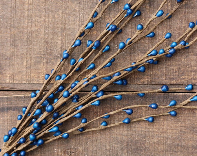 18 Inch Pip Berry Picks (set of 2), Blue Pip Berry Sprays, Country ...