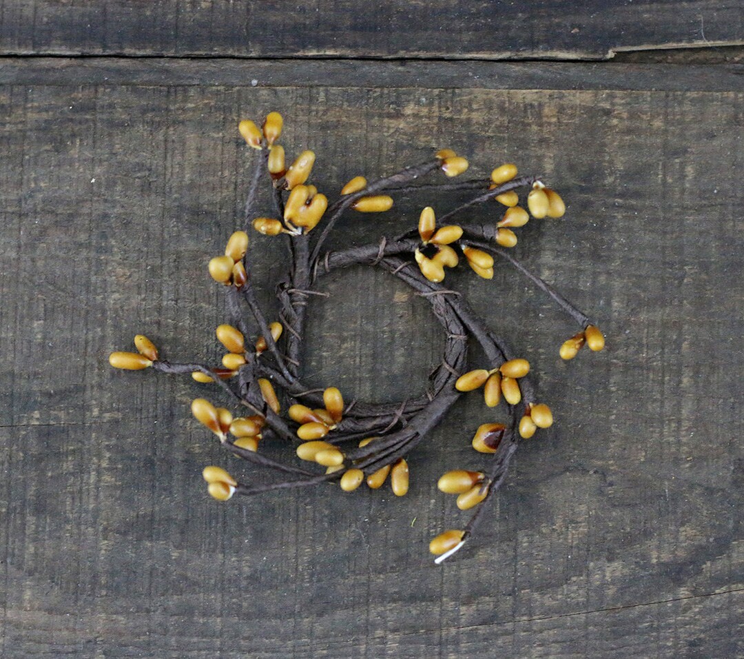 Mustard Pip Berry Candle Ring, 1.5 Inch Candle Ring, Primitive Floral ...