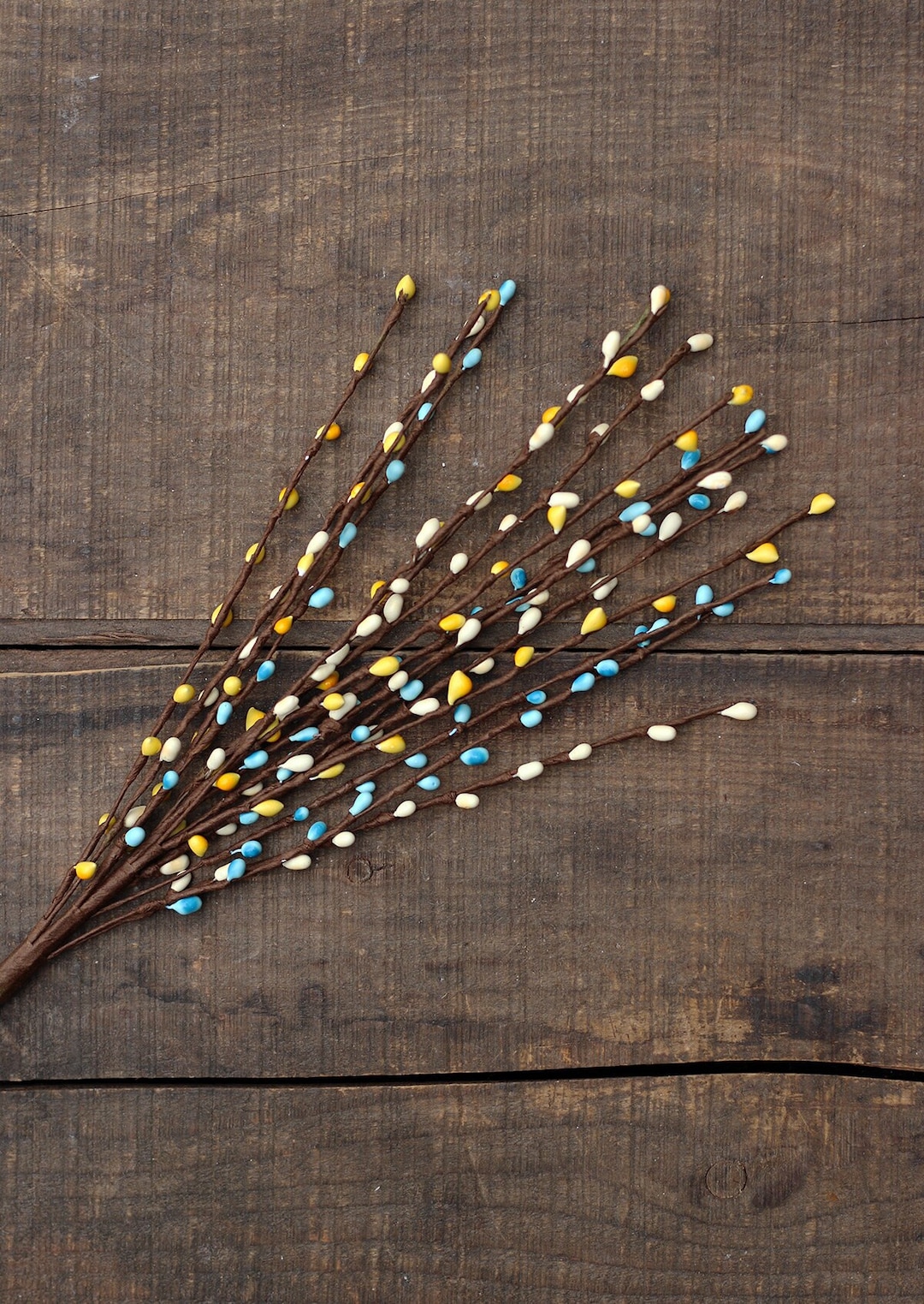 Pip Berry Picks set of 2, Yellow Blue and Ivory 18 Inch Berry Sprays ...