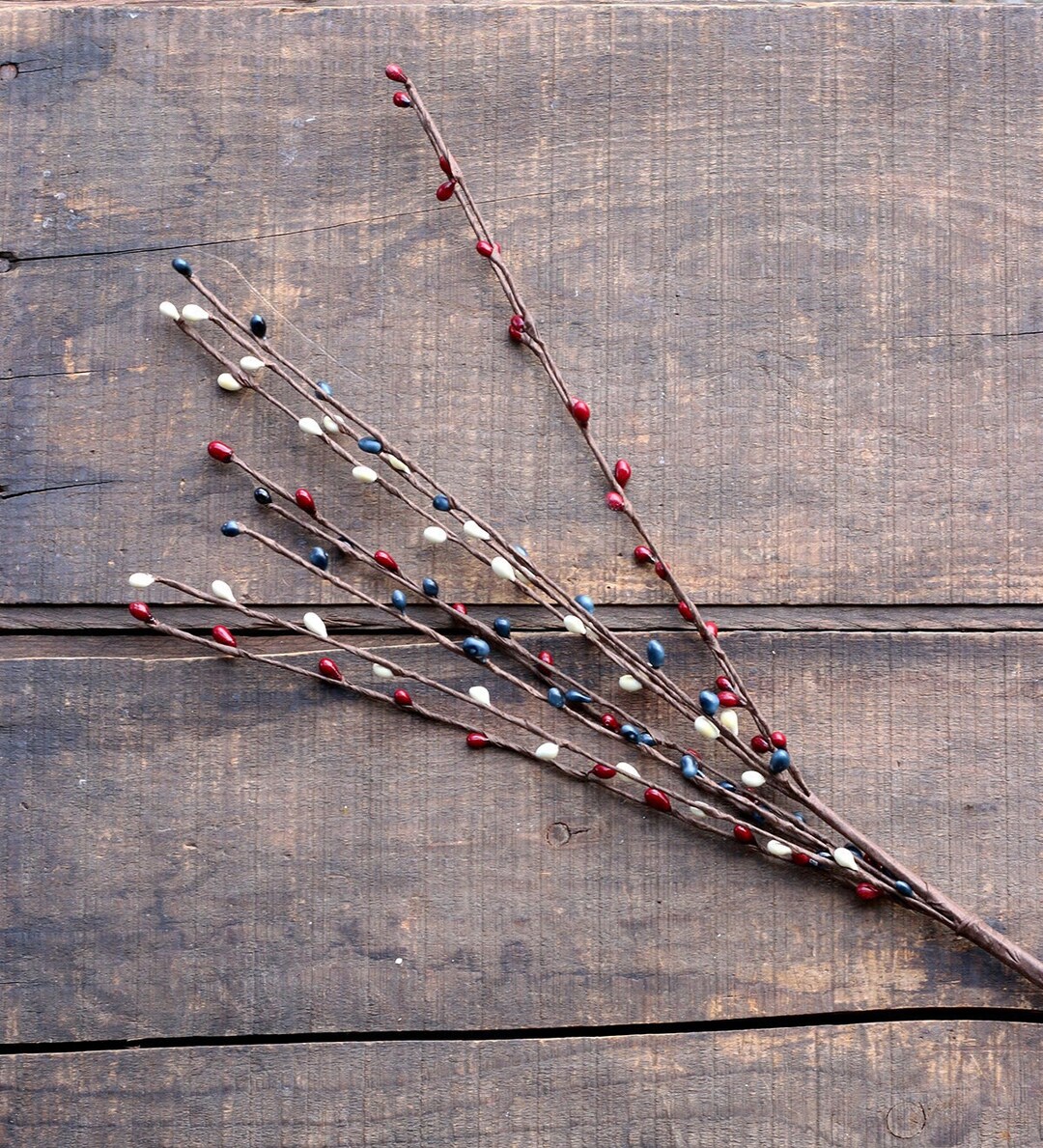 Patriotic Pip Berry Picks set of 2 Burgundy, Ivory, & Blue 18 Inch ...