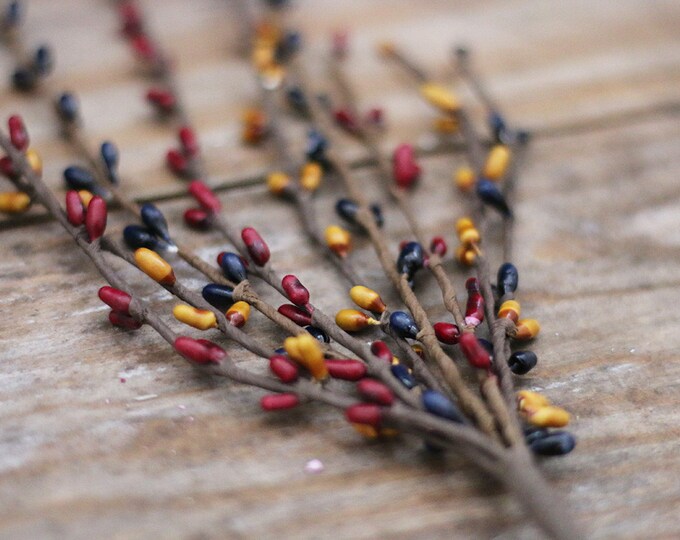 12 Inch Pip Berry Picks Set of 3, Burgundy Navy Blue & Mustard Pip ...