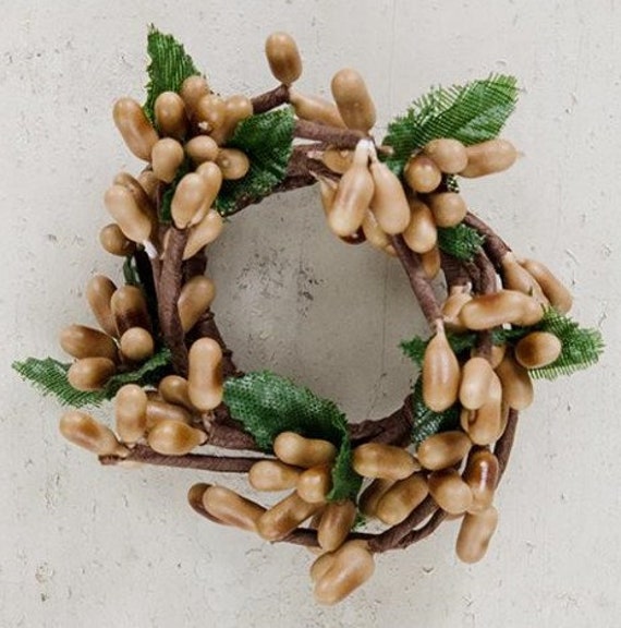 1 Inch Pip Berry Candle Rings set of 4 Tea Stain Tan Taper - Etsy