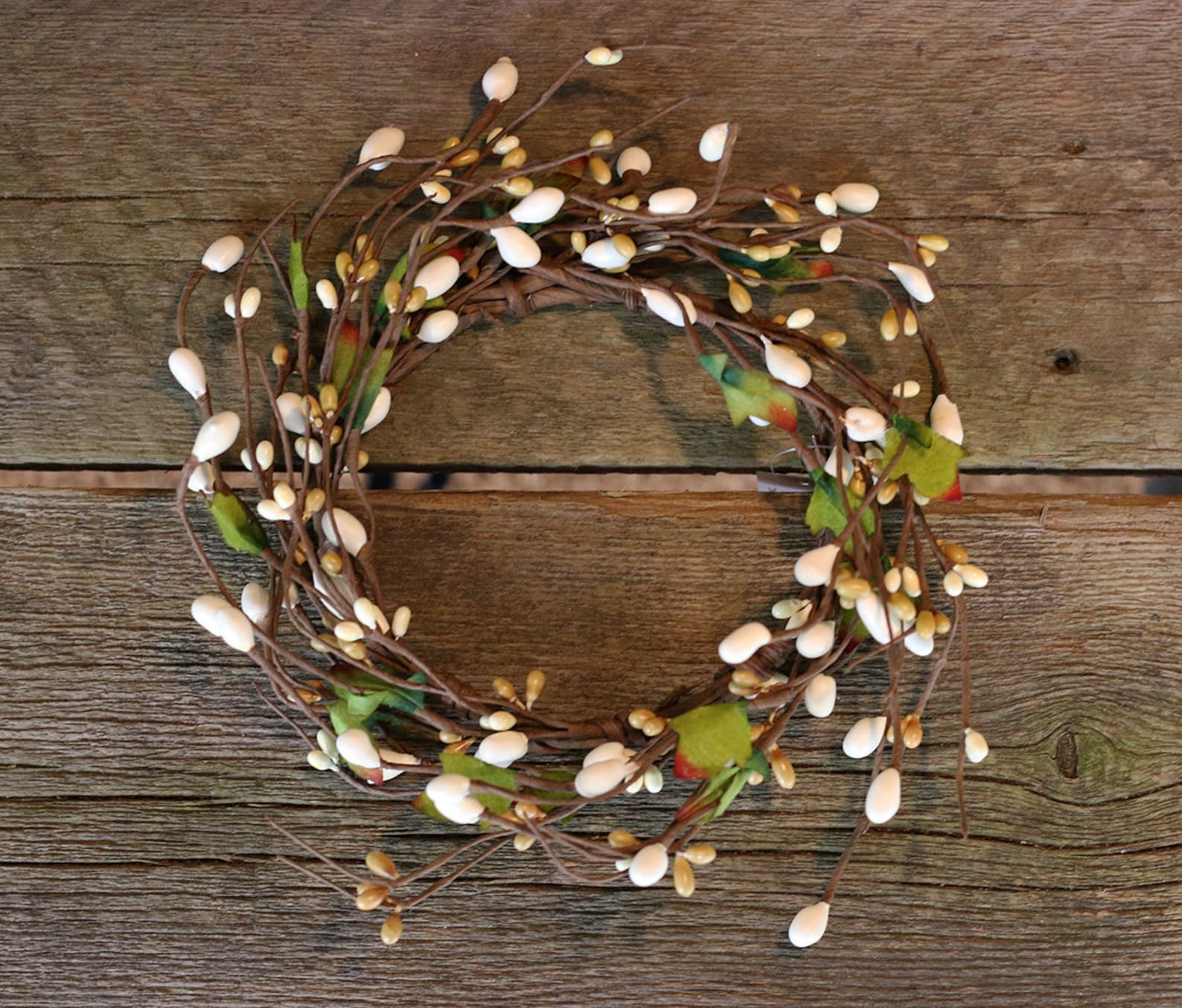 Berry Candle Ring Ivory & Pale Green 4.5 Inch Wreath Summer - Etsy