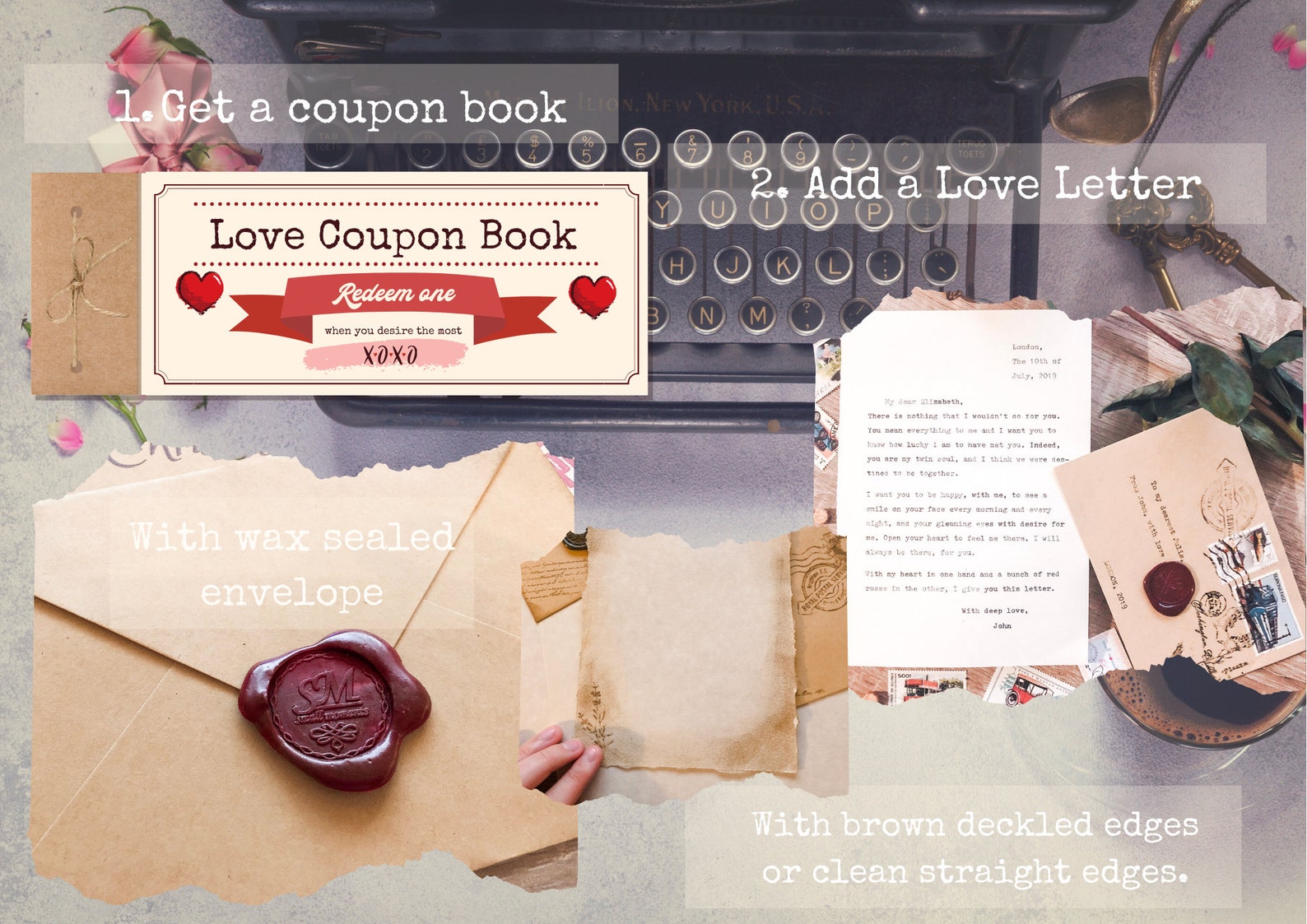 Love Coupon Book Handmade Long Distance Relationship Gift, Love Letter ...
