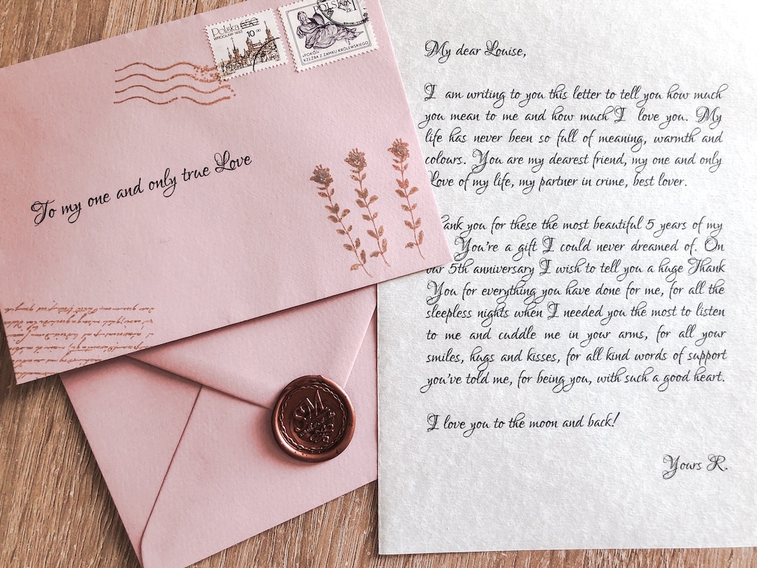 Dusty Pink Love Letter | Wax Sealed Envelope, Custom Gift for Her, Long ...