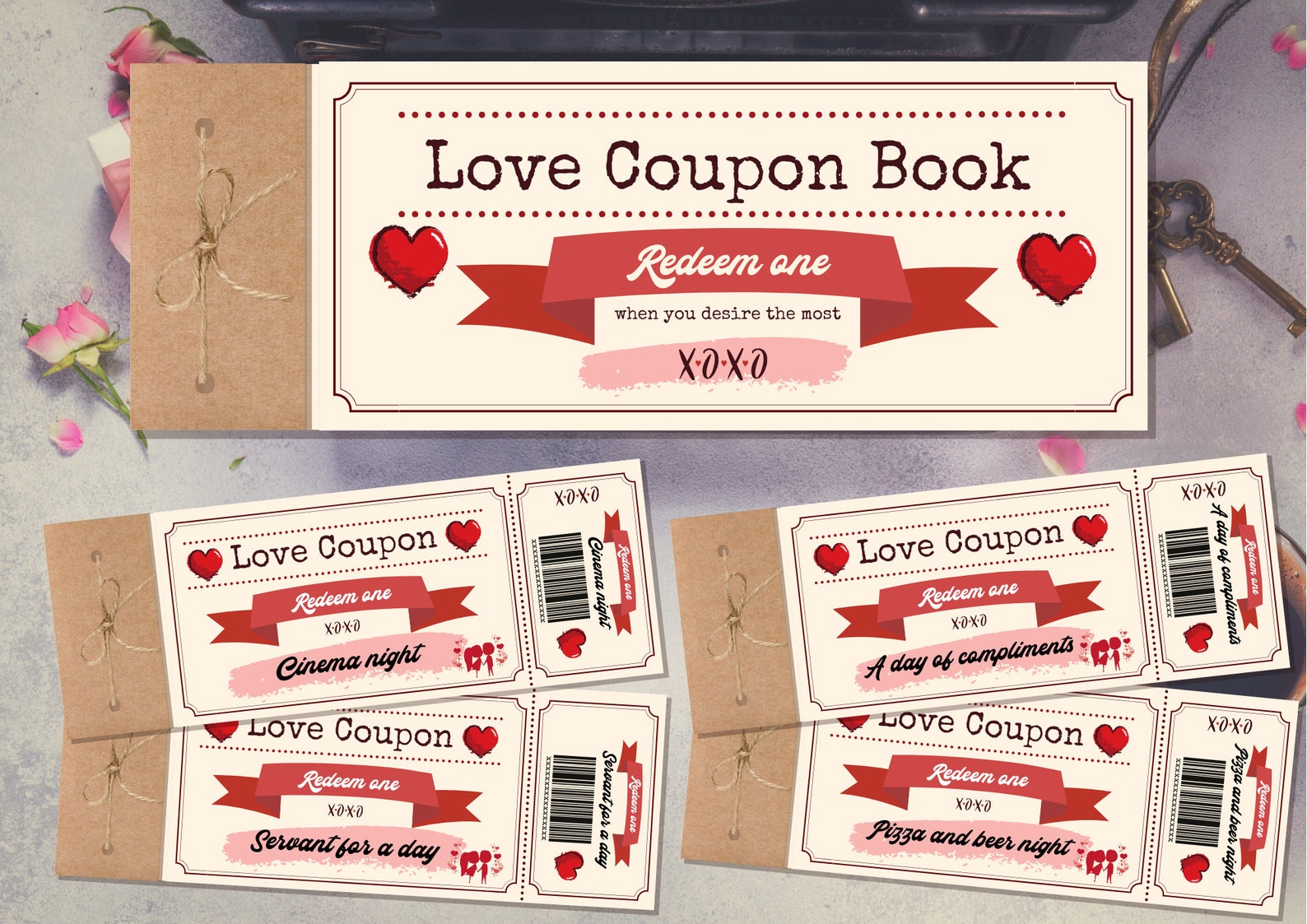 Love Coupon Book Handmade | Long Distance Relationship Gift, Custom ...