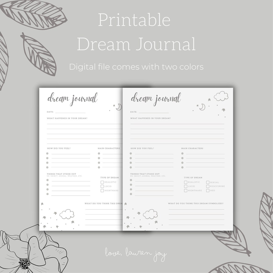 Dream Journal Printable Dream Tracker Printable Dream Analysis ...