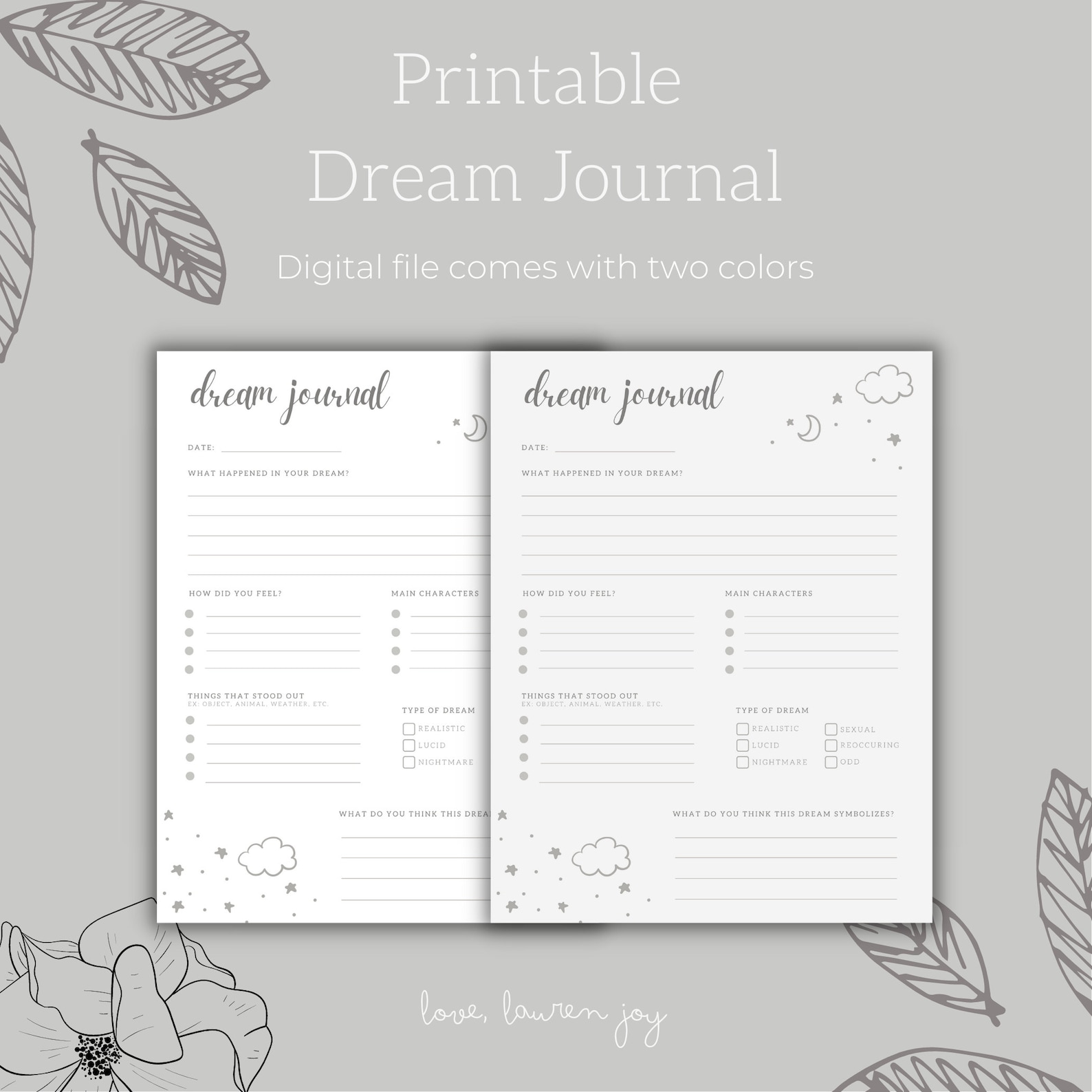 Dream Journal Printable | Dream Tracker Printable | Dream Analysis ...