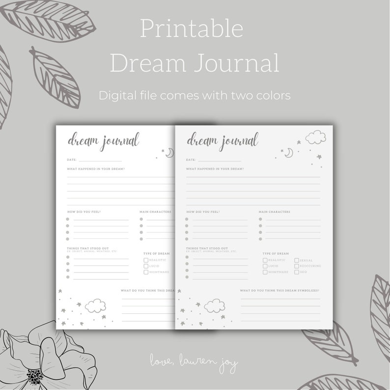 Dream Journal Printable | Dream Tracker Printable | Dream Analysis ...