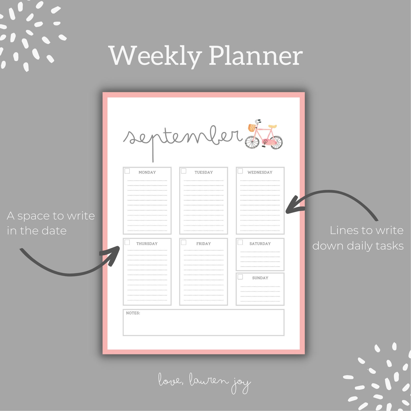 Printable Watercolor Weekly Planner | 8.5 X 11 | Portrait - Etsy