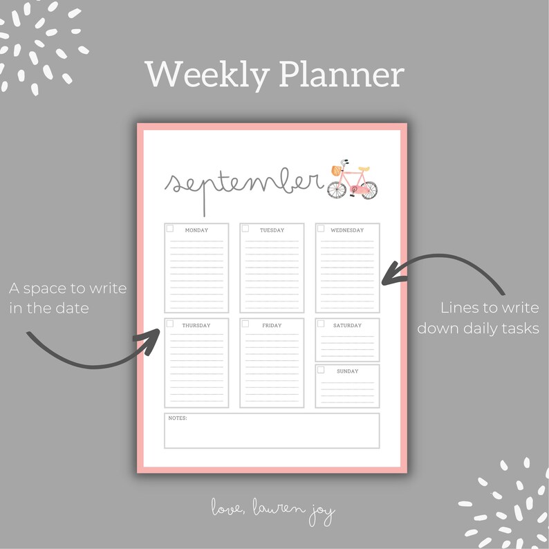 Printable Watercolor Weekly Planner | 8.5 X 11 | Portrait - Etsy