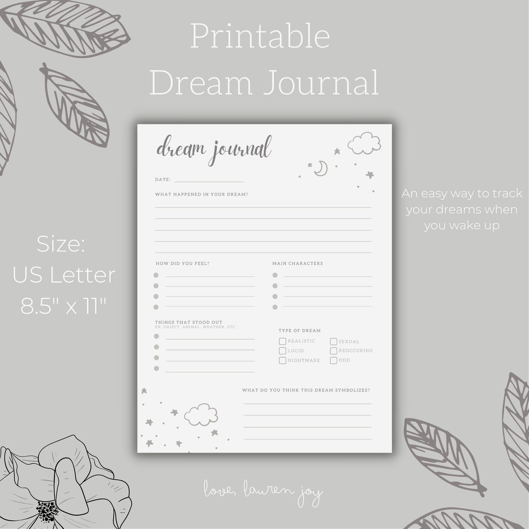 Dream Journal Printable | Dream Tracker Printable | Dream Analysis ...