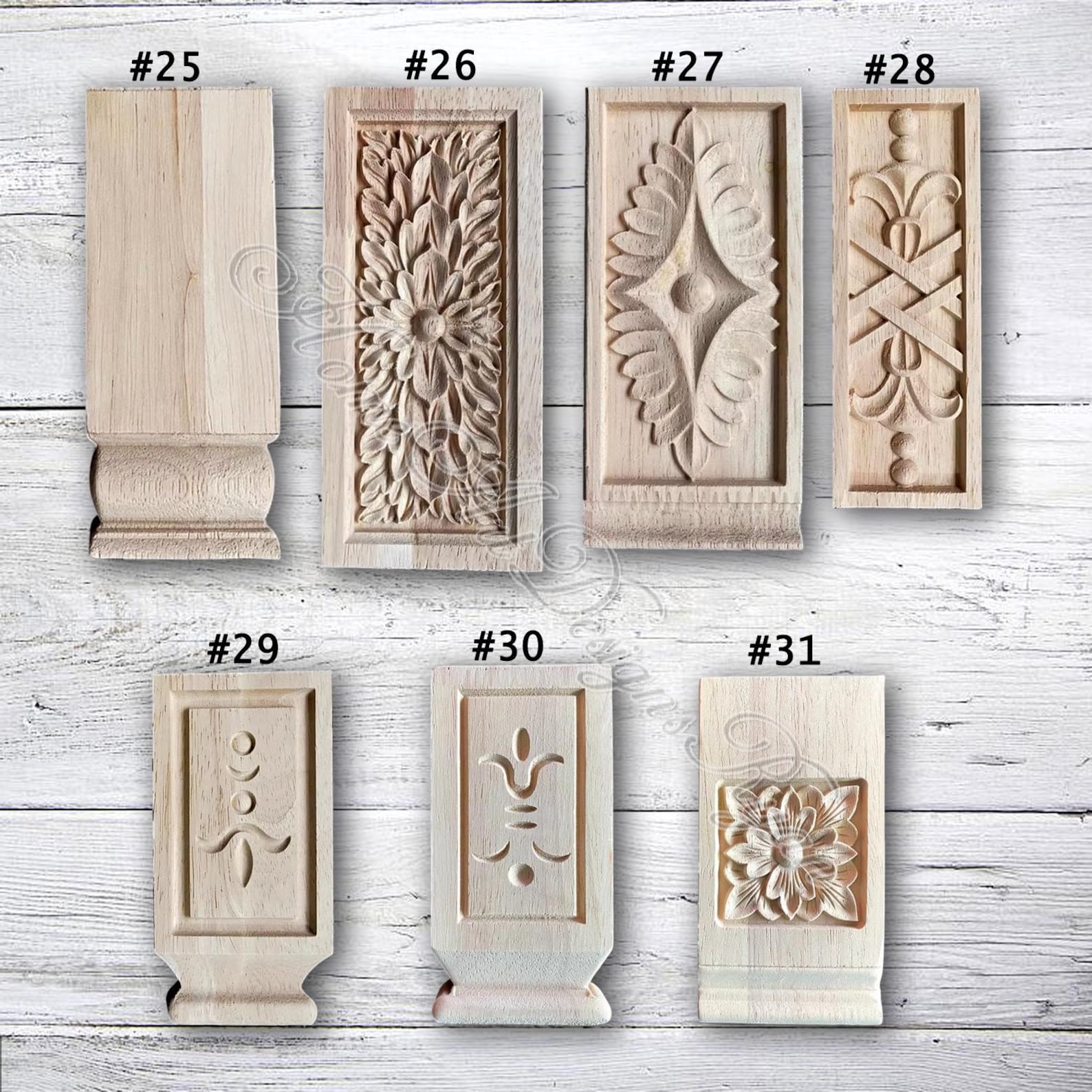 1 Piece Square Rectangle Rosettes Applique Onlay,unpainted Wood Carved ...