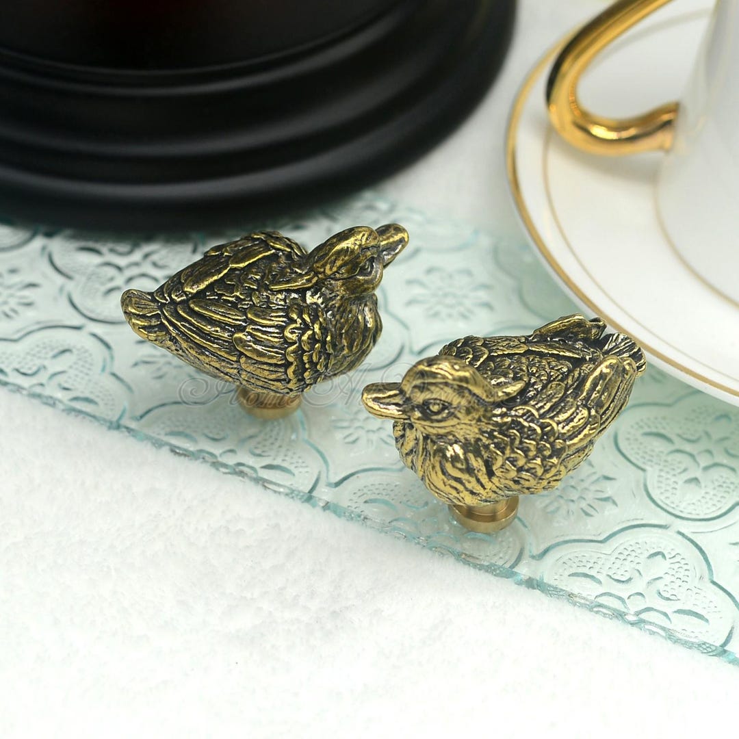 Vintage Solid Brass Mandarin Duck Knobs Brass Drawer Pulls Cabinet Handles Dresser Pulls Unique ...